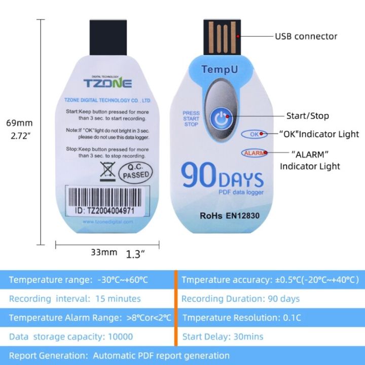 Special Offers USB Data Logger Temperature Sensor & Humidity Data Logger Single Use PDF Report ...