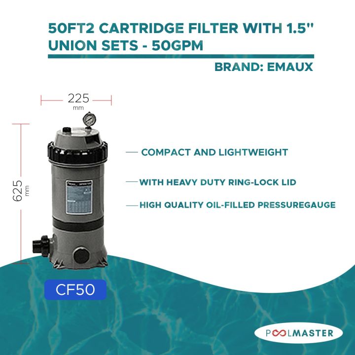 Emaux CF50 Cartridge Filter with 1.5" union sets - 50GPM | Lazada PH