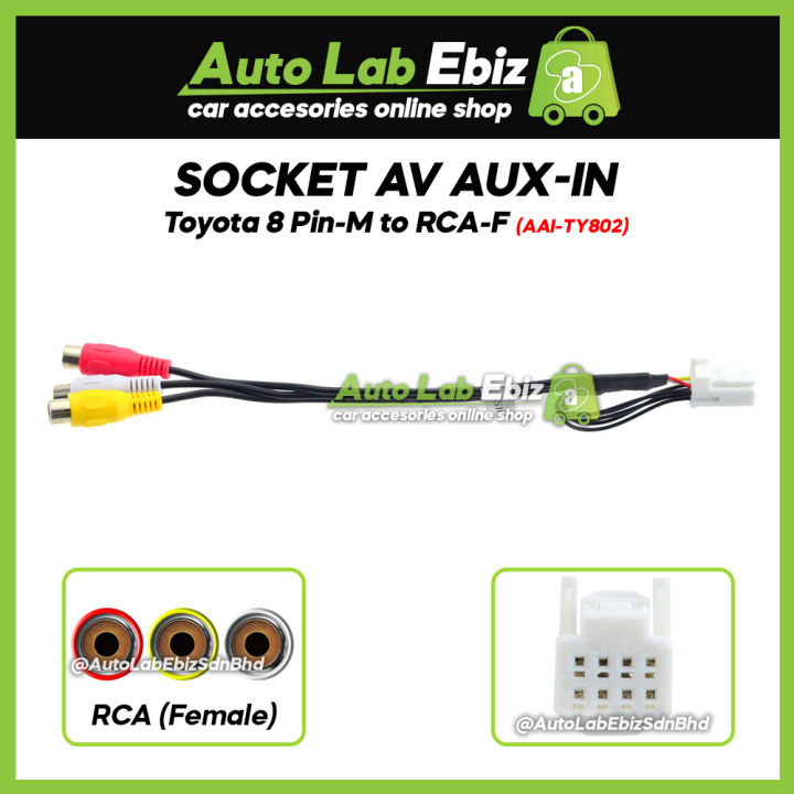 Socket AV Aux In for Toyota 8 Pin (Male) to RCA (Female) - AAI-TY802 ...