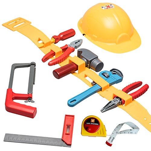 Children's tools with safety helmet and belt. Firefighter set plastic ...