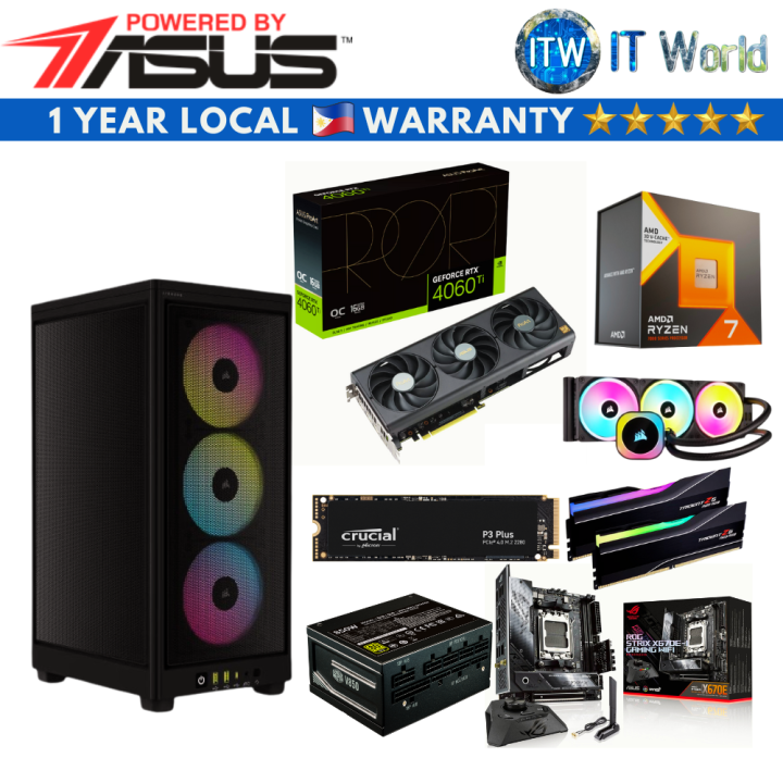 Gaming PC Powered by ASUS Desktop Computer Set 7 7800X3D 4060 Ti RTX ...