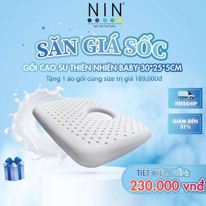 Gối cao su thiên nhiên NIN House chống móp đầu cho bé, dành cho trẻ nhỏ ...