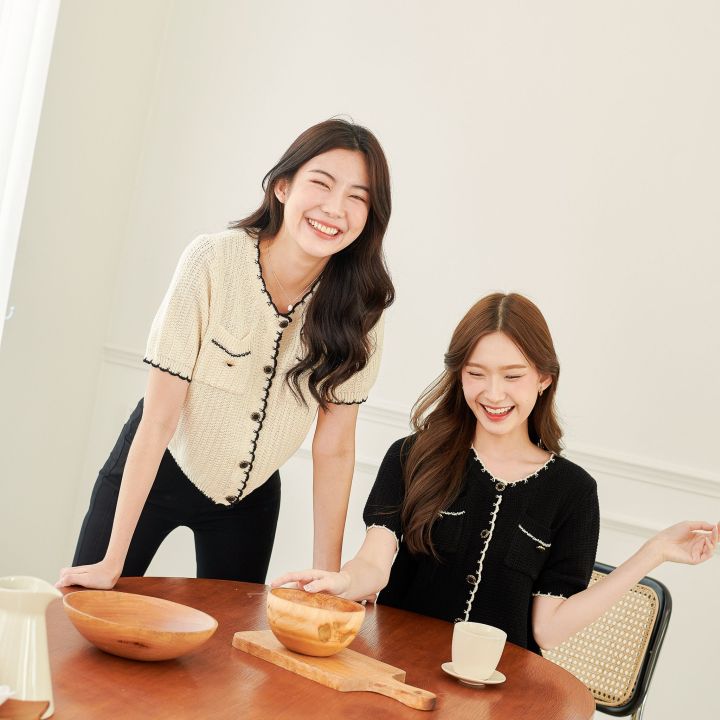 Crochet Top เสื้อถักไหมพรมแขนสั้น Miladi | Lazada.co.th