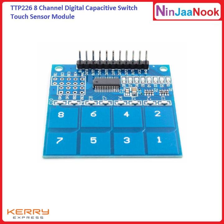 โมดูลเซ็นเซอร์แบบสัมผัส 8 ช่อง ดิจิตอลสวิทช์ TTP226 8 Channel Digital Capacitive Switch Touch ...