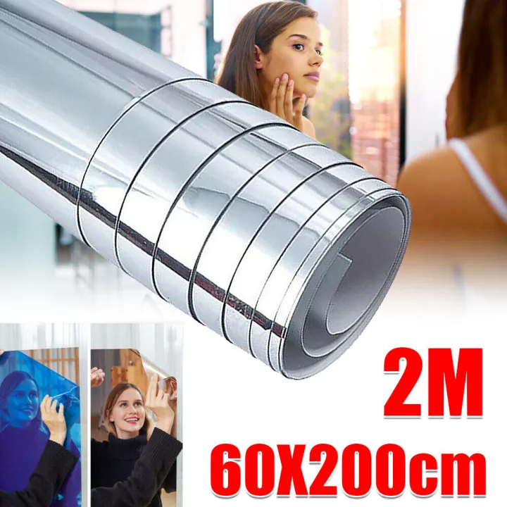 Mirror Wall Sticker Roll Self Adhesive Bathroom Room DIY Decor Stick On ...