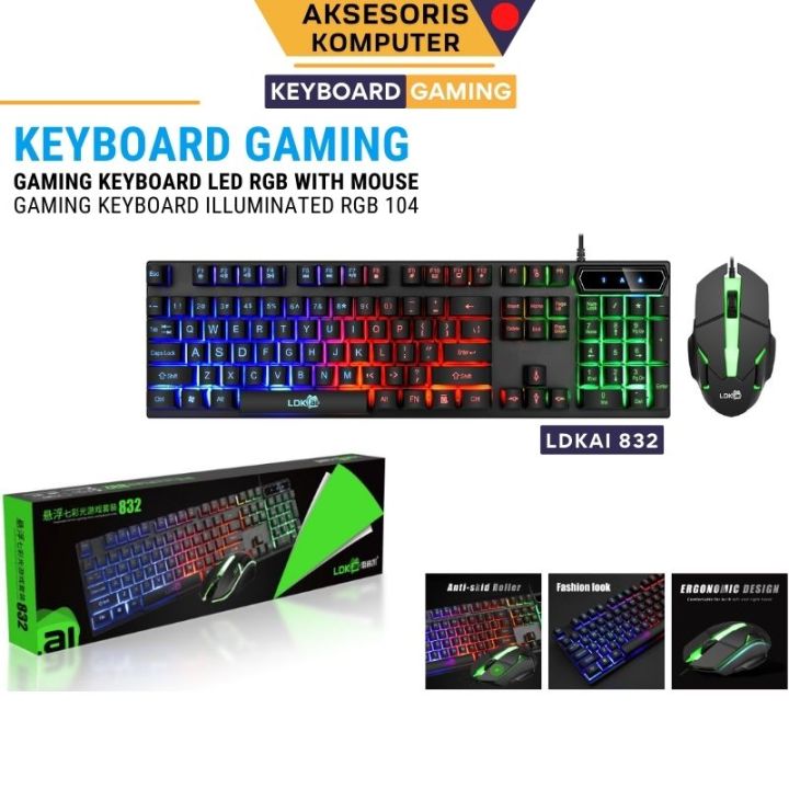 Paket Lengkap Keyboard Gaming LED RGB Dengan Mouse - 832 | Lazada Indonesia