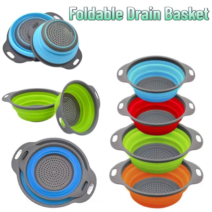 Creative Silicone Round Folding Vegetable Fruits Washing Drain Basket ...