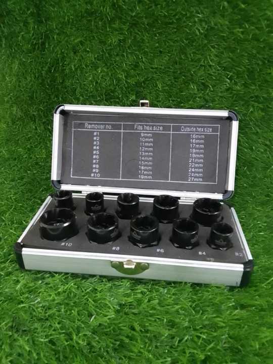 YUKIDO Mata sock pembuka baut rusak Impact Bolt & Nut Remover Set Hex Adapter Dengan Hex Adapter ...