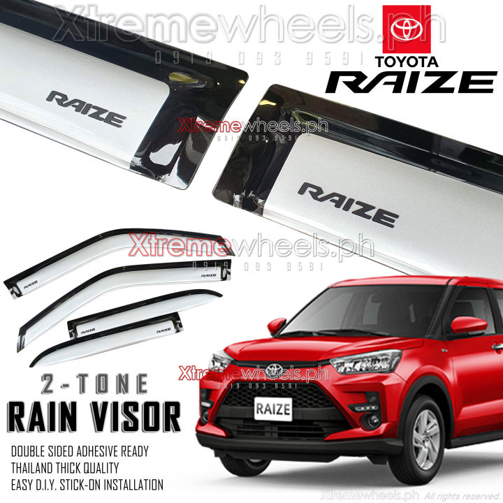 Toyota Raize E G Turbo 2022-2025 Slim Type Thick Rain Gutter / Door Visor Silver Black Two Tone ...