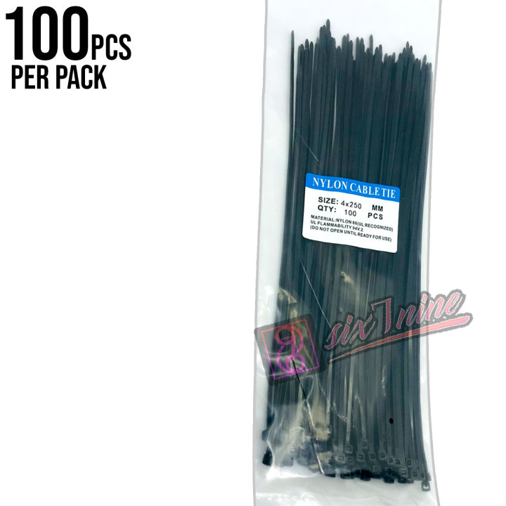SSN 100PCS 4x250mm Black Nylon Cable Ties – Durable & Strong Zip Ties ...