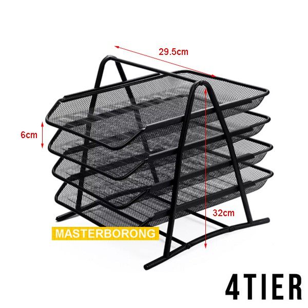 masterborong 4 Tier A4 Size Metal Desk Document Tray Wire Mesh Tray ...