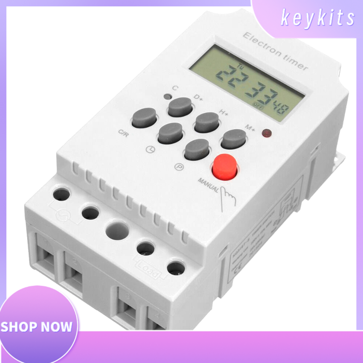 AC 220V 25A Digital Programmable Timer Din Rail Electronic Timer Time Switch Controller with LCD ...