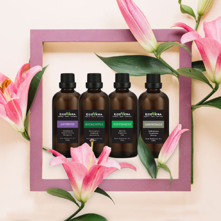 Ecovera Lavender Essential Oil, Eucalyptus Essential Oil, Peppermint ...