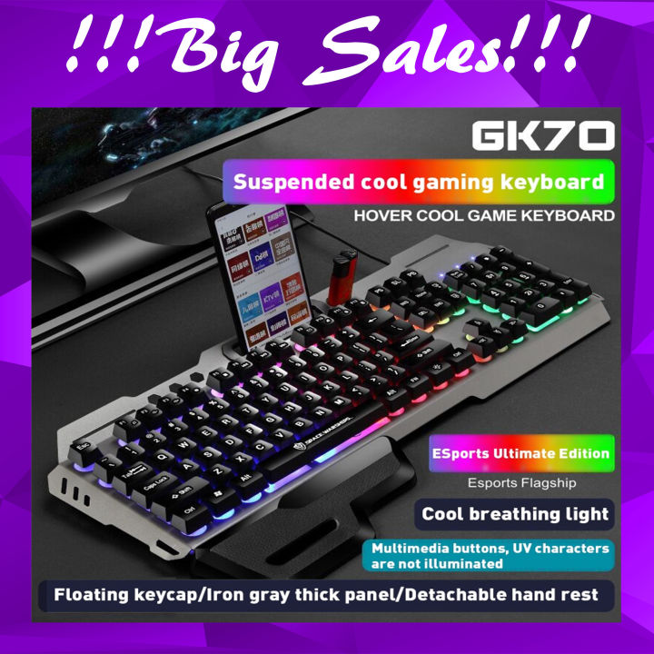 Ready Stock GK70 Mechanical GAMING KEYBOARD 104keys Colorful LED ...