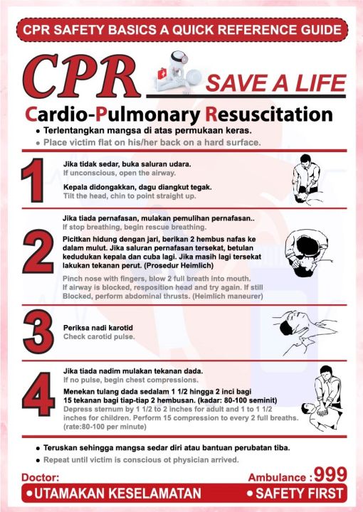 CMC8001 CPR Poster (A2 Size, 420x594mm) Emergency Safety Poster, Cardio ...
