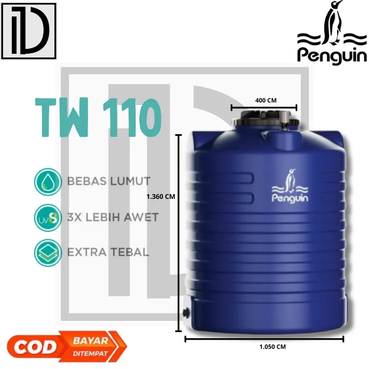 TONG Tangki Air Penguin 1000 L, Tandon Air Penguin TW 110 Toren Air ...