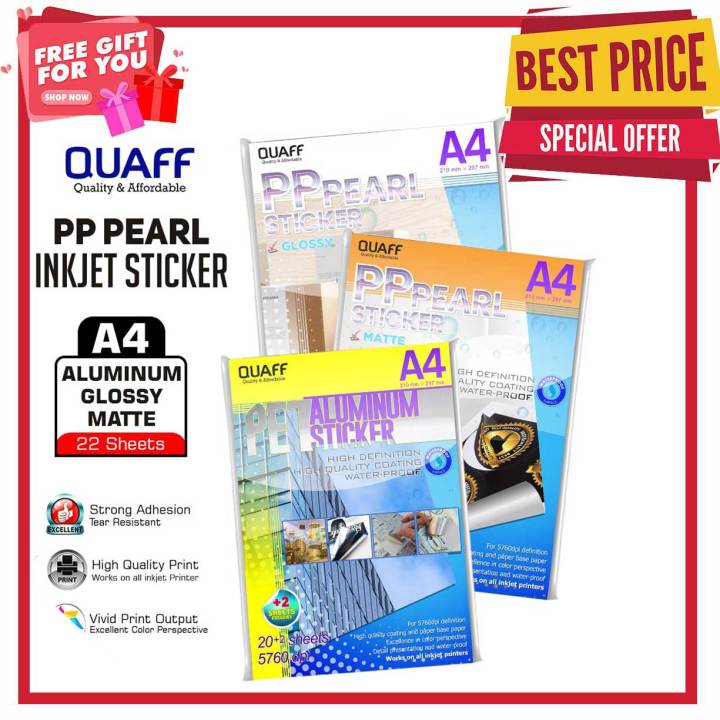 Quaff A4 Size Pearl Sticker Pet Aluminum Label Stickers Inkjet 20 ...
