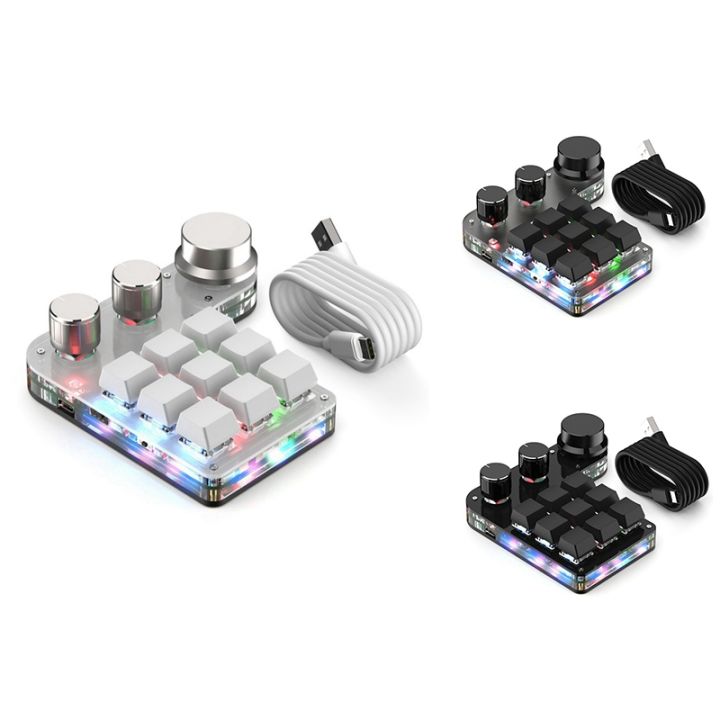 Rugd Custom Macro Keyboard Hot Swap Mini 9 Keys 3 Knob Rgb Program 18