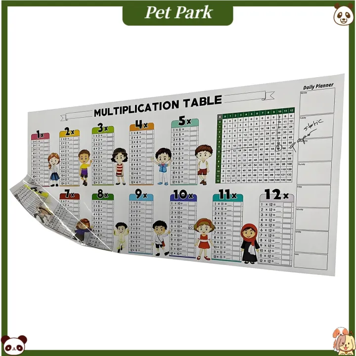 Accieey Wall-mounted Math Chart Dry Erase Multiplication Table Colorful ...