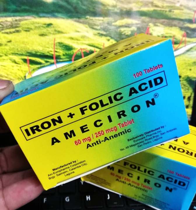 AMECIRON FERROUS Sulfate + Folic Acid 300mg 250mcg Table Anti-Anemic ...