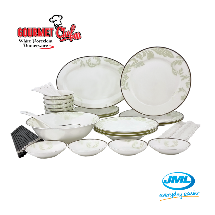[JML Official] Gourmet Chef White Porcelain Dinnerware | Cutlery set ...