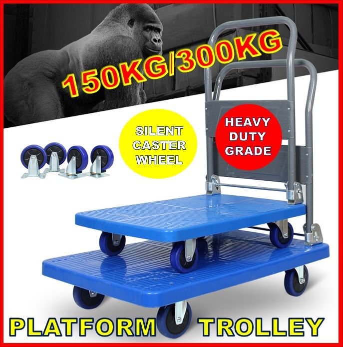 HEAVY DUTY PVC PLATFORM TROLLEY/HANDTRUCK 150KG/300KG | Lazada Singapore