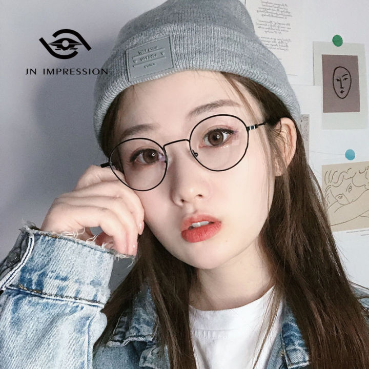 JN IMPRESSION Kính Tráng Gương Máy Tính Chống Ánh Sáng Xanh Gọng Tròn Nhỏ Bằng Kim Loại Kính Cận ...