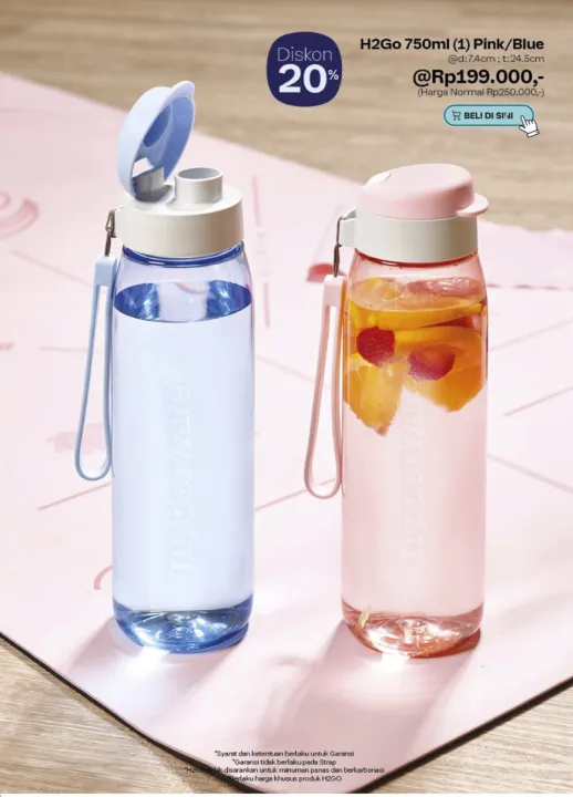 Tupperware H2Go Bottle 750ml Botol Minum Tupperware Blue Biru | Lazada ...