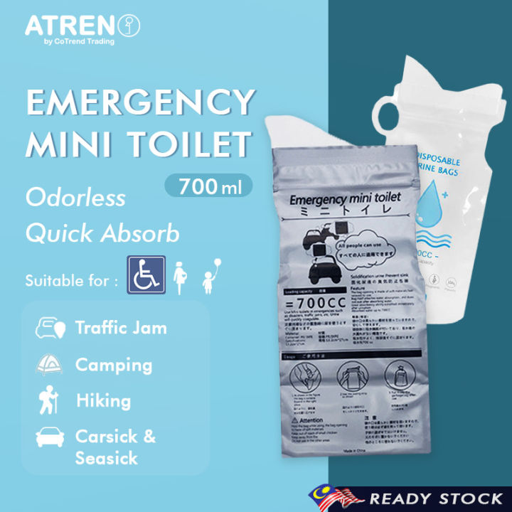 Emergency Toilet Urine Bag 700ml Tandas Segera Mini Toilet Unisex ...