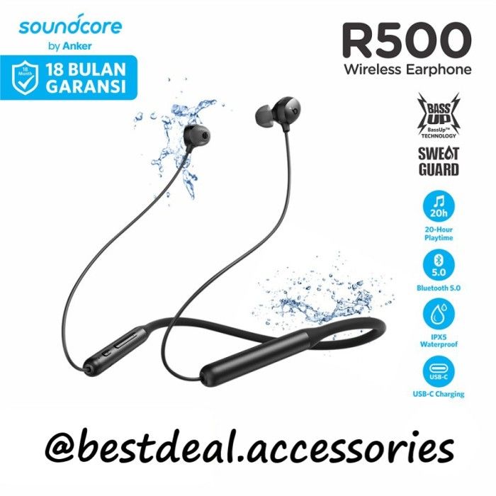 Anker Soundcore R500 Bluetooth Earphone Sport Bass Neckband - A3213 ...
