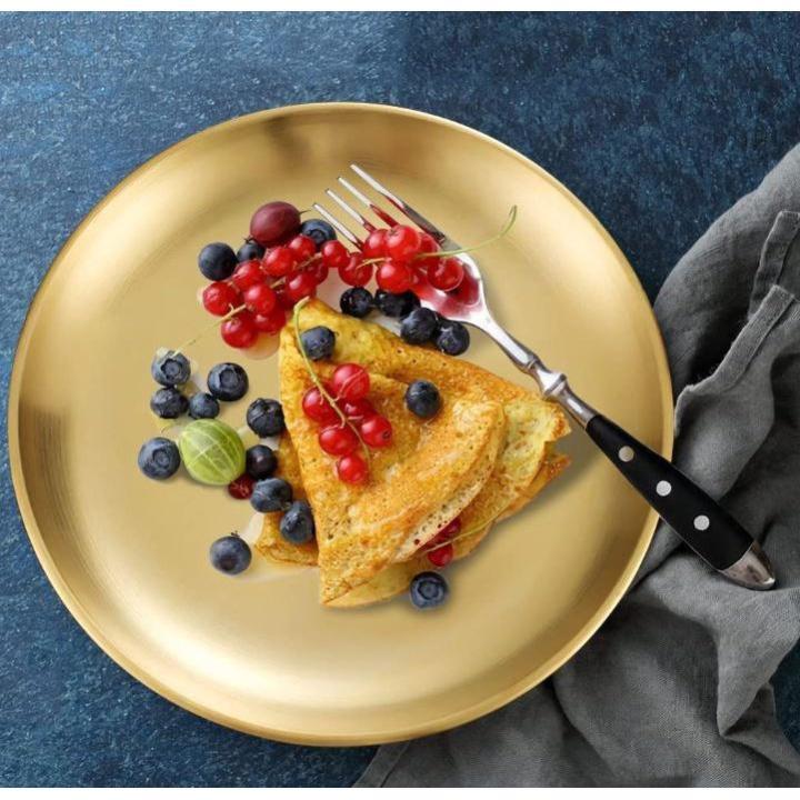 Korean Gold Stainless Steel Food Plate Metal tray Dining Plate Snack ...