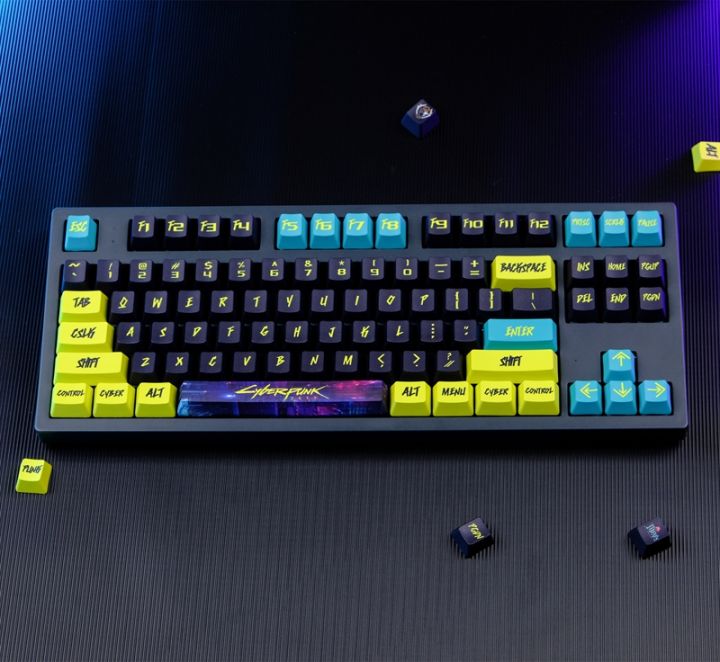 Cyberpunk V2 Keycap 122 Keys OEM Profile PBT Five-Sided Sublimation ...
