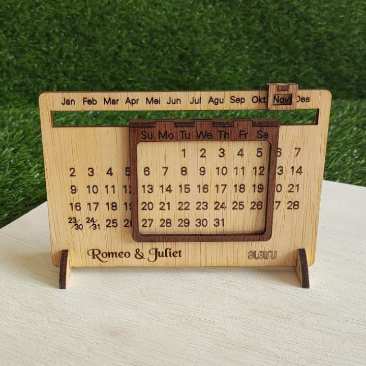 kalender kayu sepanjang masa calendar abadi aesthetic | Lazada Indonesia