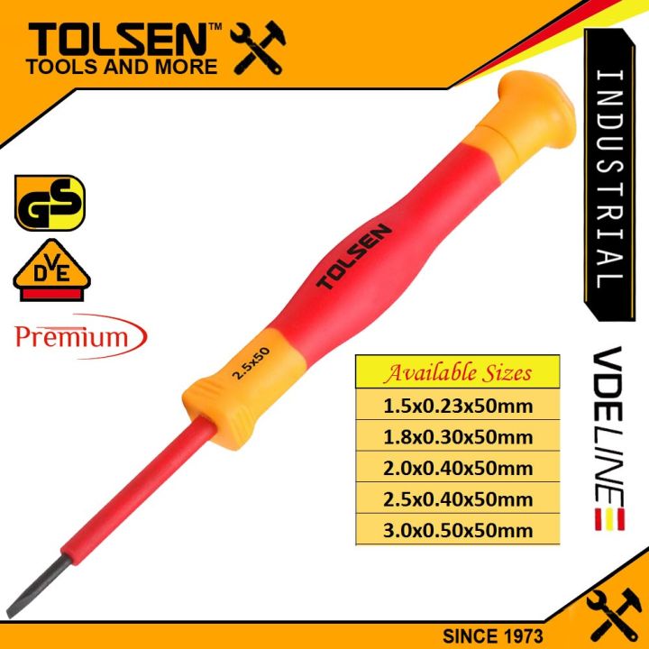 Tolsen Premium VDE Insulated Precision Flat Screwdriver (1000V) GS Approved | Lazada PH