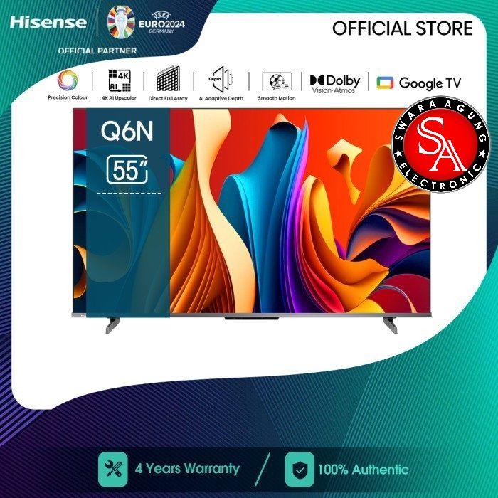 Quantum LED UHD 4K Google TV 55 Inch Hisense Type : 55Q6N - HSR 120 Hz ( MEDAN ) | Lazada Indonesia