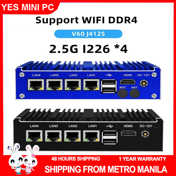 Fanless Firewall Appliance Intel Celeron J4125 Soft Router Quad Cores 4x Lan 2 5g I226v Network