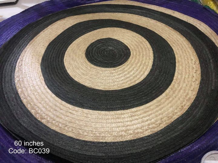 Buri Carpet / Buri Mat / Native Carpet / Round Mat - Alternate Black (5 ...