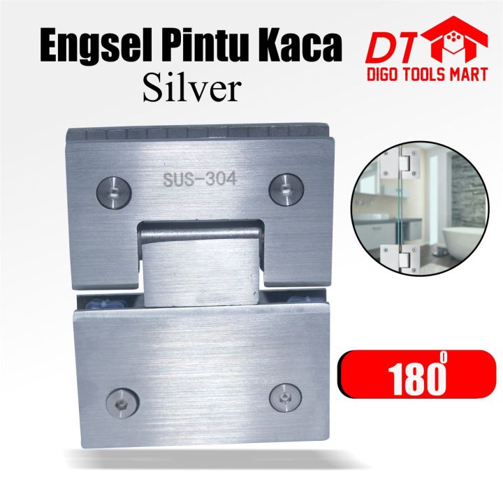 Engsel Tebal Pintu Kaca Ke Kaca Stainless Silver 180 Derajat | Lazada ...