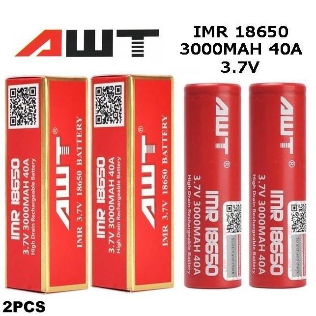 AWT 18650 Red 3000mAh Battery High Firing3.7V Size 40A | Lazada PH