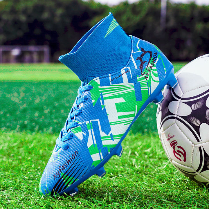 Football Shoes for Kids and Adult Long Spikes High Cut Breathable ...