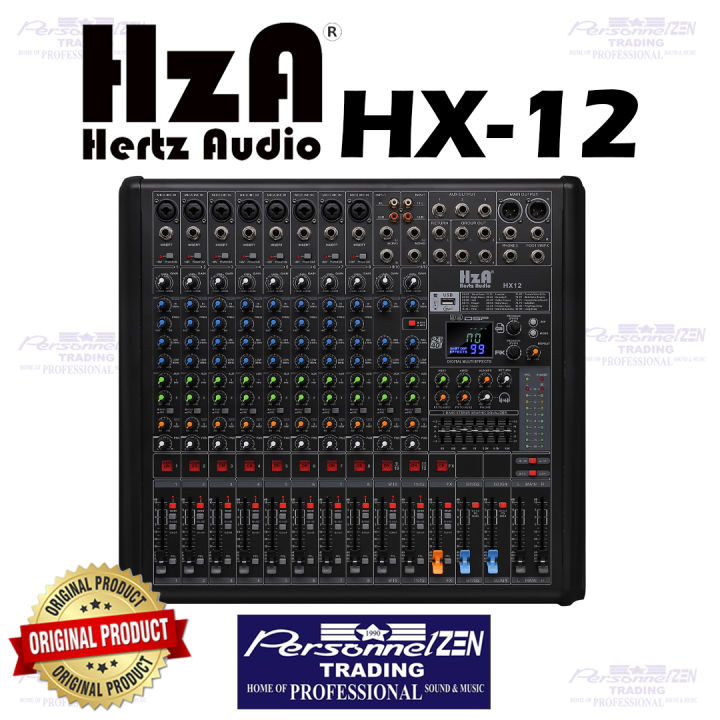 HzA Hertz Audio Hx12 PROFFESIONAL AUDIO MIXER WITH EFFECTS, USB PLAYBACK, BLUETOOTH AND PC AUDIO ...