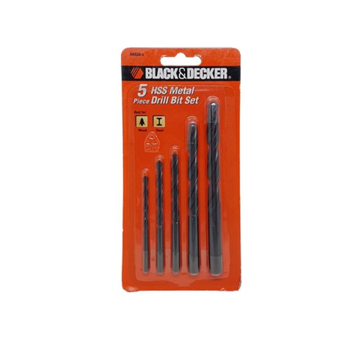 BLACK+DECKER™ HSS Drill Bit Carded, 5pcs. (A8030G) | Lazada PH