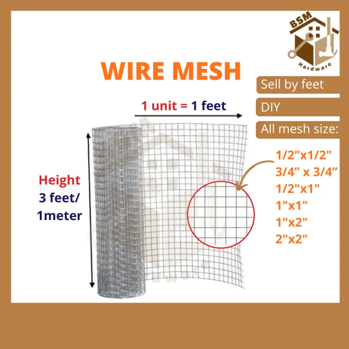 BSM [Sell by feet] TAHAN Galvanised Welded Wire Mesh Wire Netting Metal ...