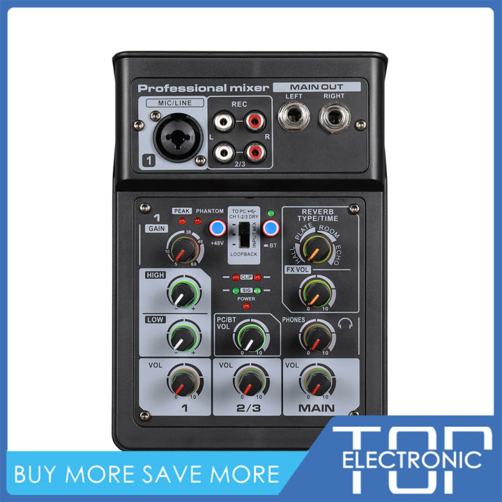 3 Channel Audio Mixer BT Digital Stereo Sound Board Console System DSP ...