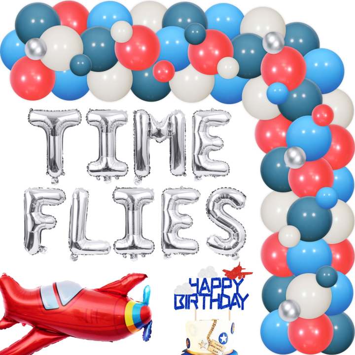 Cheereveal Time Flies Airplane Theme Party Decorations for Boys ...