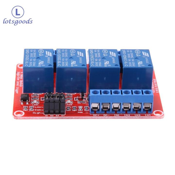 4-Channel 12V Relay Module with Optocoupler H/L Level Triger for ...