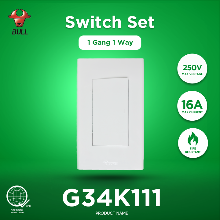 BULL 1 Gang 1 Way Switch Set G34K111 | Lazada PH