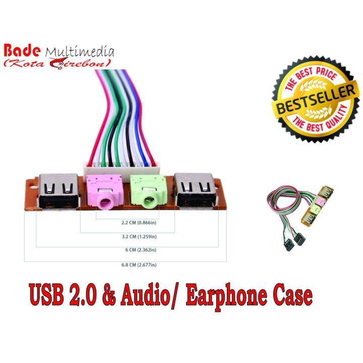 Kabel Front Panel USB 2.0 2 port dan Jack Audio Mic Casing Case PC ...