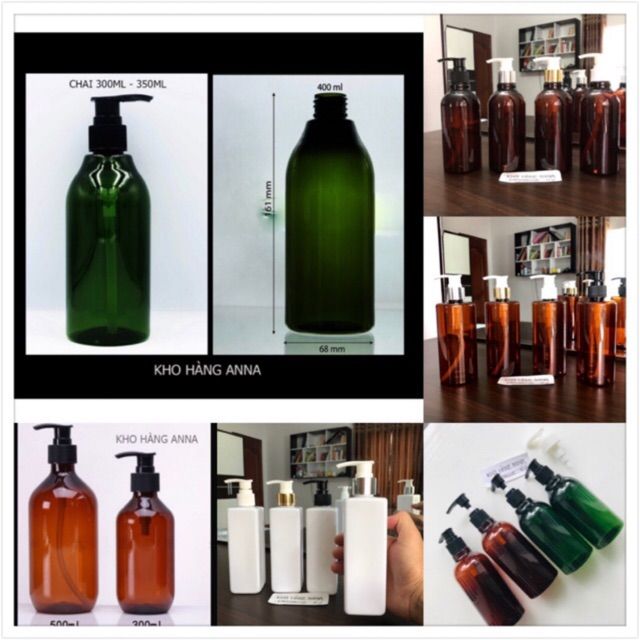 CHAI 300ML VÒI NHẤN XÀ BÔNG, VÒI PUmp DẦU GỘI- CHAI PET NHỰA MÀU XANH ...