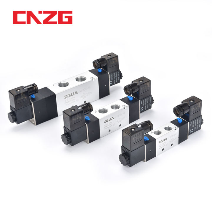 4V220-08 injap Solenoid 220V pneumatik udara 5 cara 2 kedudukan 1/4 "1/ ...